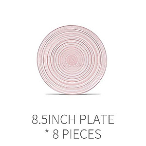Joviton Home 24PCS Heavenly Pink Swirl Melamine Dinnerware Sets for 8,Outdoor Plates and Bowls Sets (Heavenly Pink)