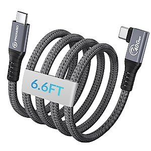 Cable Compatible with Thunderbolt 4 Cable 6.6ft, Right Angle USB4 Cable, with 40Gbps Data Transfer, PD100W Charging, Nylon Braided USB C Cable, Single 8K or Dual 4K Display, for MacBook Pro/Air