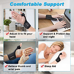 PKSTONE Thumb Brace,Thumb Spica Splint, Adjustable Breathable Wrist Splint/Hand Brace for Right and Left Hand, Pain Relief, Thumb & Wrist Support for Carpal Tunnel, Arthritis, Tendonitis, Sprains