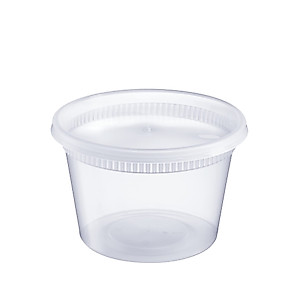 GUSTO [48 Sets 16 oz. Plastic Deli Disposable Food Storage Containers With Airtight Lids (Formerly Comfy Package)