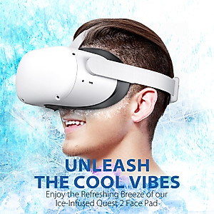 DESTEK Cooling Face Pad Compatible with Quest 2, Including Facial Interface and Removable Nose Guard - Accessories for Oculus/Meta Quest 2 - Face Cushion Face Cover Replacement