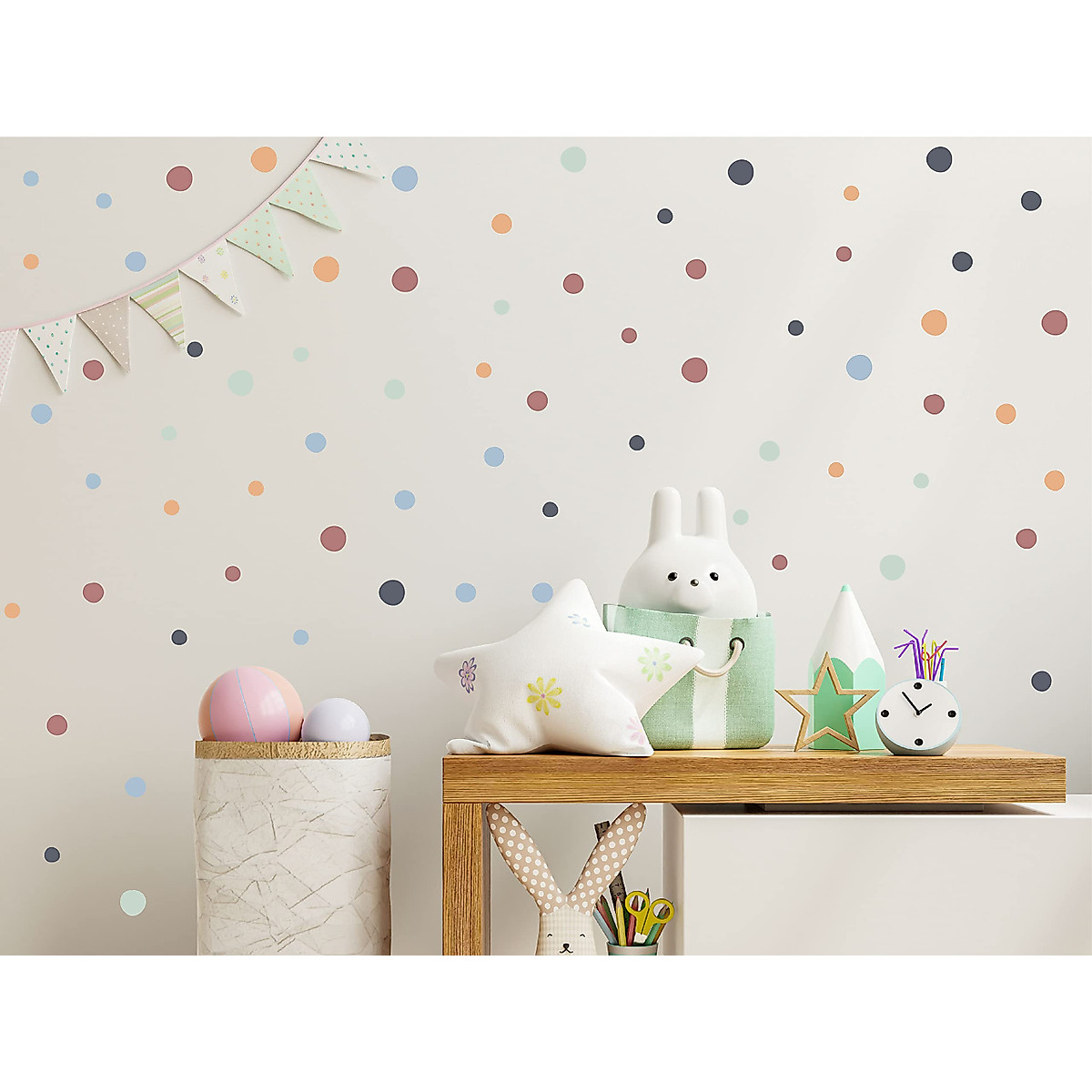 Boho Polka Dot Wall Stickers, Bohemian Style Polka Dots Wall Decals, Boho Pattern Nursery Wall Decor, Kids Room
