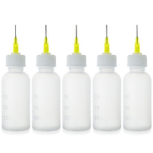 FJNATINH 30cc Needle Glue Bottle, Needle Tip Squeeze Bottle, Precision Tip Applicator Bottles, 5 Pack