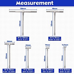 7 Pcs Telescoping Gage Digital Caliper Set, Caliper Measuring Tool Digital Micrometer Inside Micrometer, 5/16-6 Range, T Bore Hole Gauges, High Precision Telescopic Bore Gauge T Gage