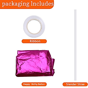 PIGETALE Happy Birthday Banner, 16 Inch Mylar Foil Letters Sign Bunting Happy Birthday Balloon Letters Balloons Reusable Ecofriendly Material for Girls Boys Kids Women Men (Hot Pink)