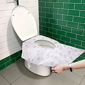 Tebery 50 Pack Extra Large Disposable Toilet Seat Covers, Cute Printed Potty Seat Covers for Toddlers, Kids, and Adults - Waterproof, Portable for Travel