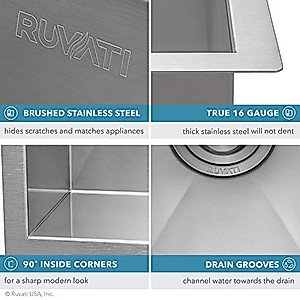 Ruvati 23" x 19" x 13" Deep Laundry Utility Workstation Sink Undermount 16 Gauge - RVU6320