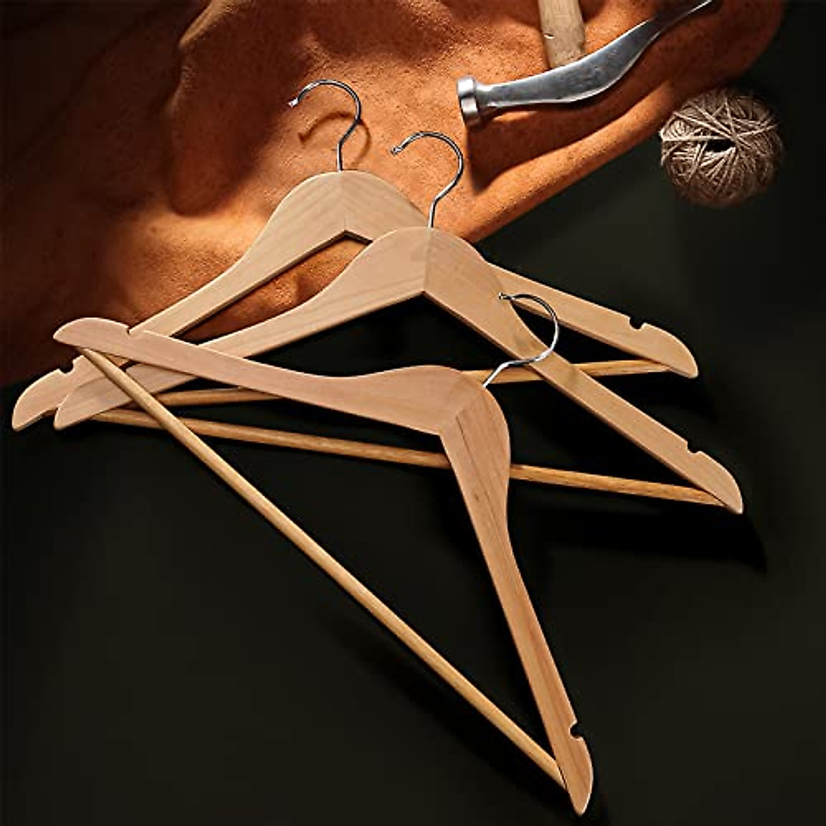 Flottian Wood Hangers 20 Pcs Solid Wooden Hangers Premium Clothes Hanger Smooth Finish Coat Hanger Heavy Duty Hangers for Shirt, Jacket, Pant, Dress （Natural）