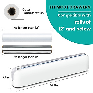 Refillable Plastic Wrap Dispenser, Cling Wrap Dispenser with Slide Cutter, Reusable Plastic Food Wrap Dispenser, Foil and Cling Film Dispenser with Cutter, 1 Roll 12" x 200ft Plastic Wrap Included