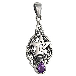 Moonlight Mysteries Amethyst Pentacle Pendant - .925 Sterling Silver Witch Pentagram Jewelry For Women