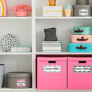 Lovable Labels Jumbo Write-on Storage Bin Label Stickers, 6 Blank Labels for Storage Bins Makes Organization and Storage Bins Labeling Quick and Easy. (Vibes, Jumbo)