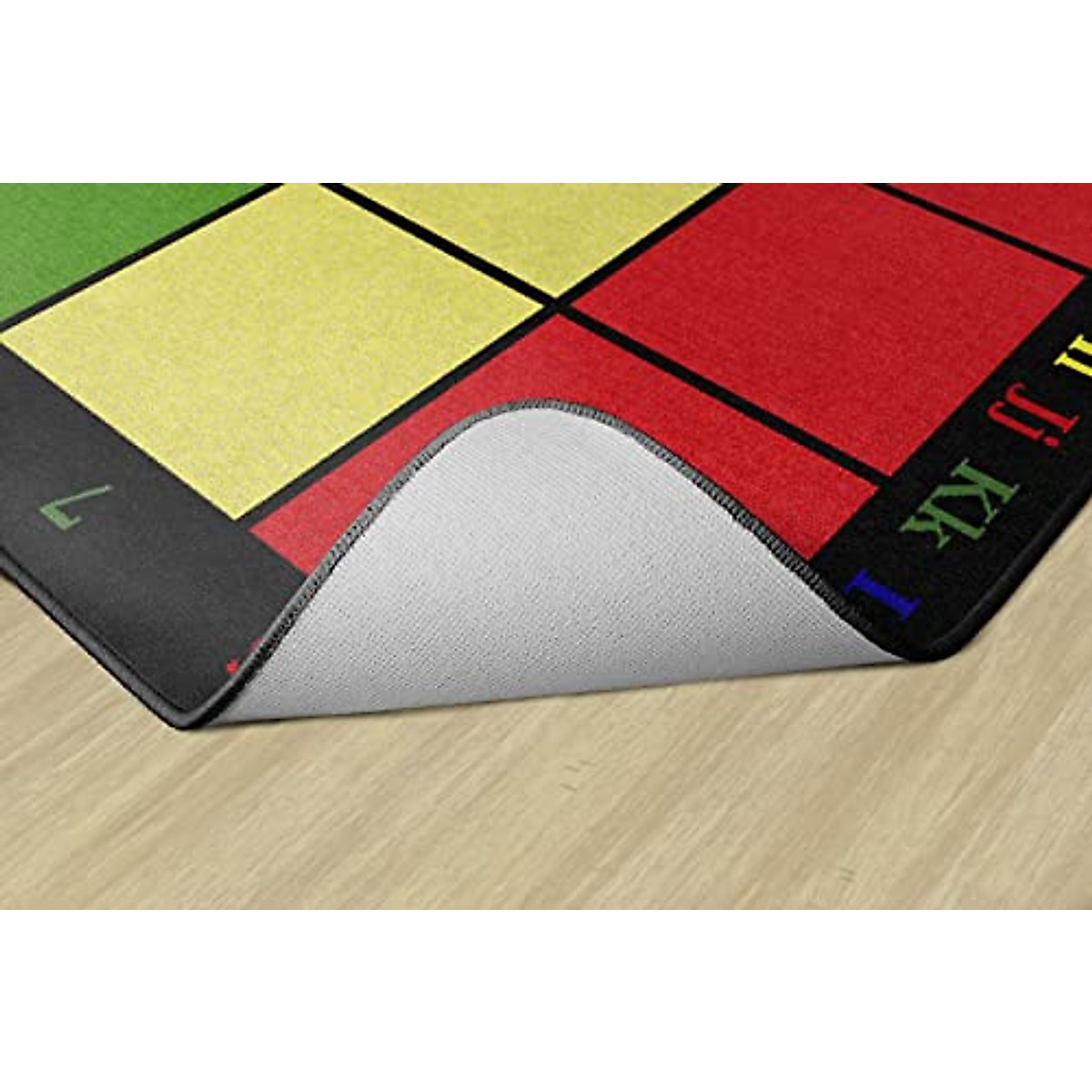 Flagship Carpets Learning Grid Colorful Numbers and Letters Kids Seating Area Rug for Classroom, Play Area Mat, Home Learning or Kids Room Carpet, 5'10" x 8'4", Seats 24