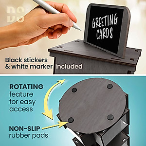 DS THE DISPLAY STORE Black 3 Tier Wooden Rotating Greeting Card Retail Display Stand, Sticker Display Card Stand, Rotating Display Stand & Sticker Holder, Retail Counter Vendor Display