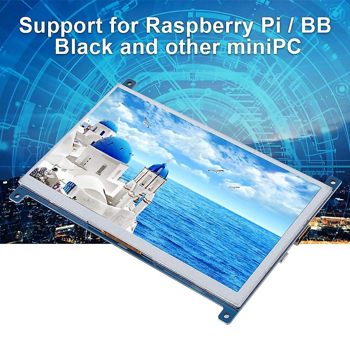 Sutinna LED Backlight 7 Inch Monitor True IPS HD Widescreen Upgraded Game Display No Driver 1024x600 for Raspberry Pi/BB Black
