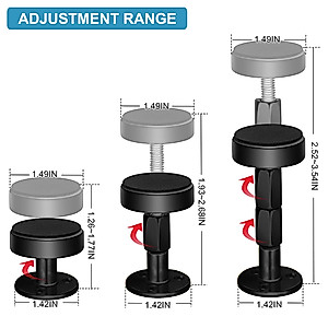 Neatbuddy 4PCS Black Adjustable Bed Frame Anti-Shake Tool, Headboard Stoppers with Free Furniture Pads and Screws, No More Creaking, Protect The Wall from Banging, Easy to Install (1.18"-3.54")
