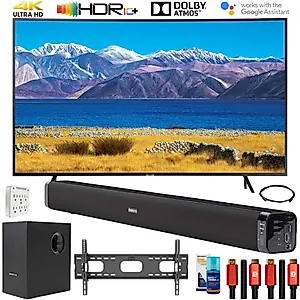 SAMSUNG UN55TU8300 55" HDR 4K UHD Smart Curved TV Bundle with Deco Gear Home Theater Soundbar with Subwoofer and Complete Wall Mount Setup and Accessory Kit