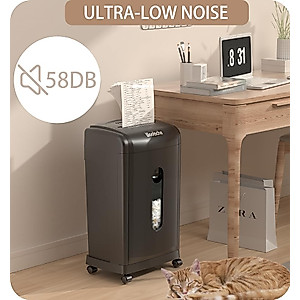 Paper Shredder Movement Cross Cut Paper Shredder, Extra Large Capacity Home Office Heavy Duty Shredder for Paper,Credit Card,Mails,Staples (14.69 x 10.91 x 25.55 inch, 7.9 Gallons,Black)