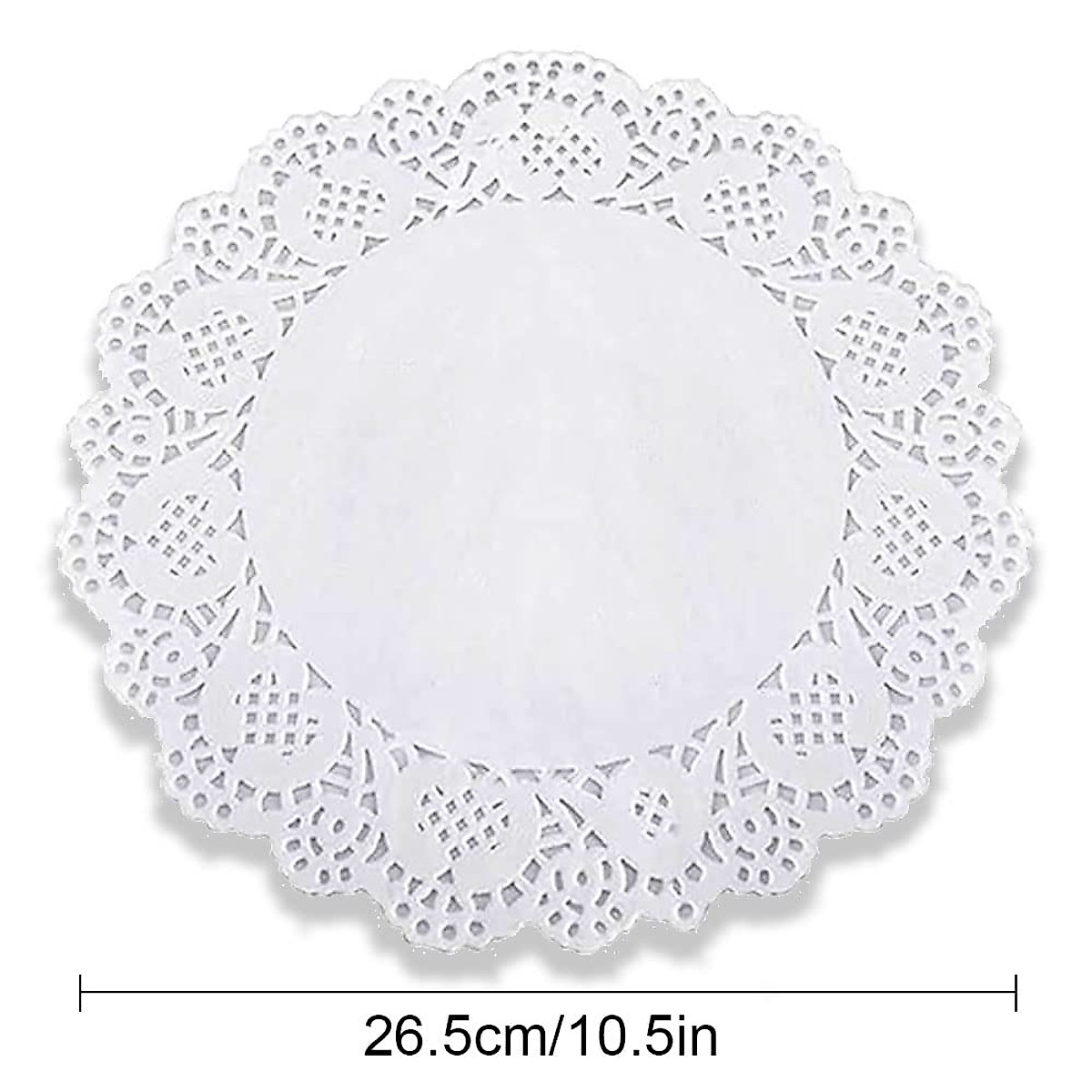 100PCS White Lace Paper Doilies for Wedding, Birthday, Cakes, Desserts, Light Brown Doilies for Food, Formal Events（10.5 inch Round ）