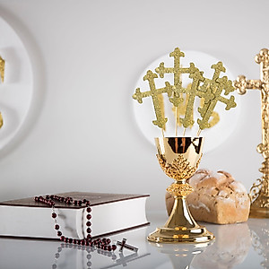 Menkxi 30 Pcs Baptism Gold Glitter Cross Centerpiece Sticks 10" Double Side Cross Baby Shower Cake Toppers Centerpieces for Tables Wedding Birthday Party Religious Christening Decoration