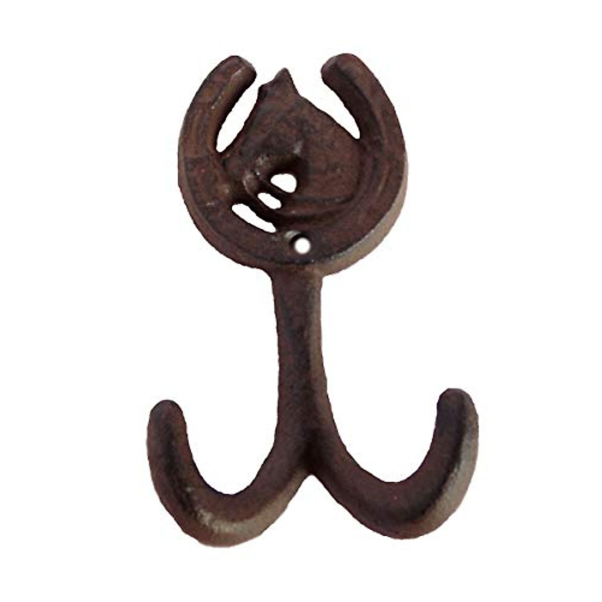 Rustic Heavy Duty Cast Iron Horse Shoe Wall Hooks, Set of 2, 5 Inch