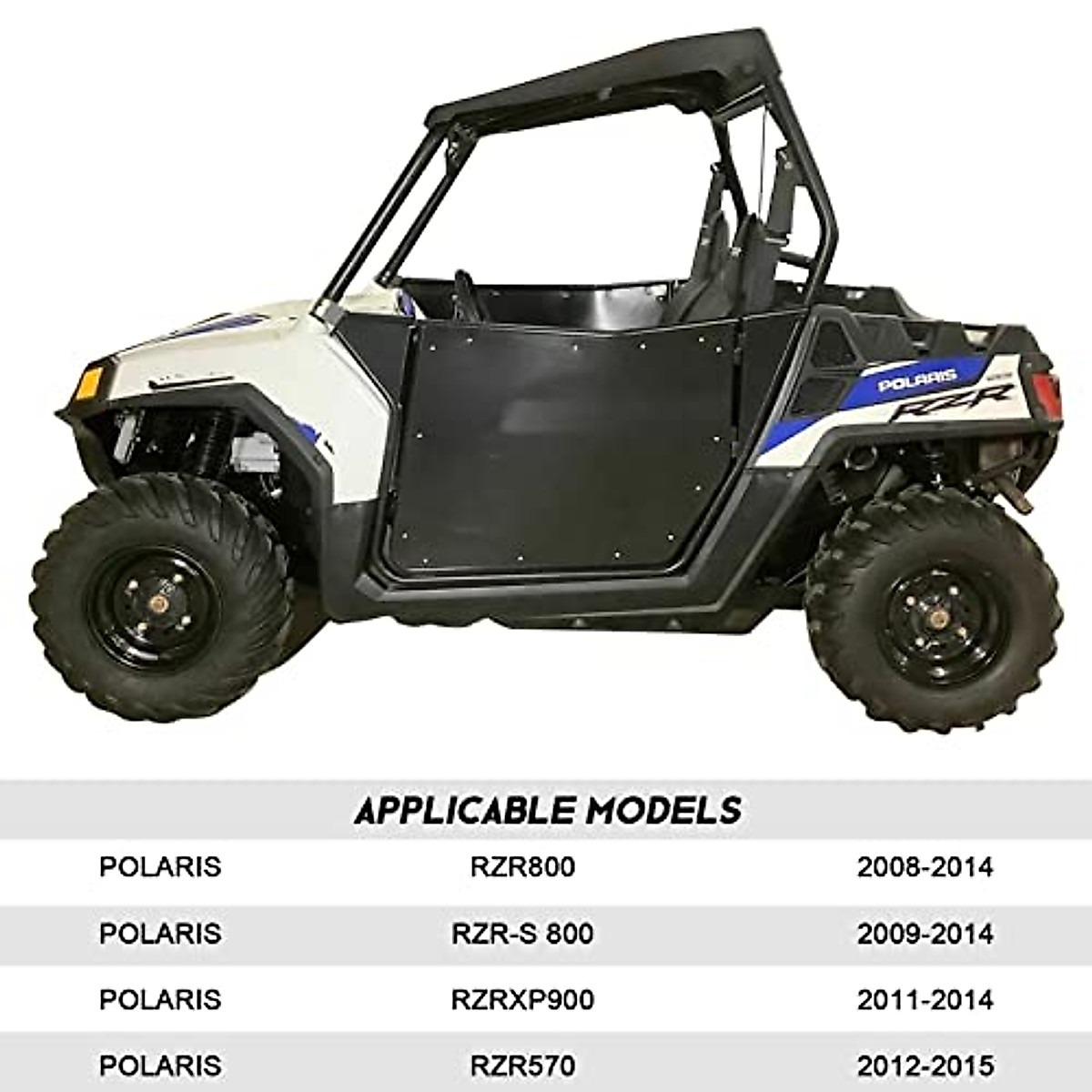 Acmex Black Metal Doors for 2008-2014 Polaris RZR 800/ S 800/ XP 900/570, 2 Pair Accessories