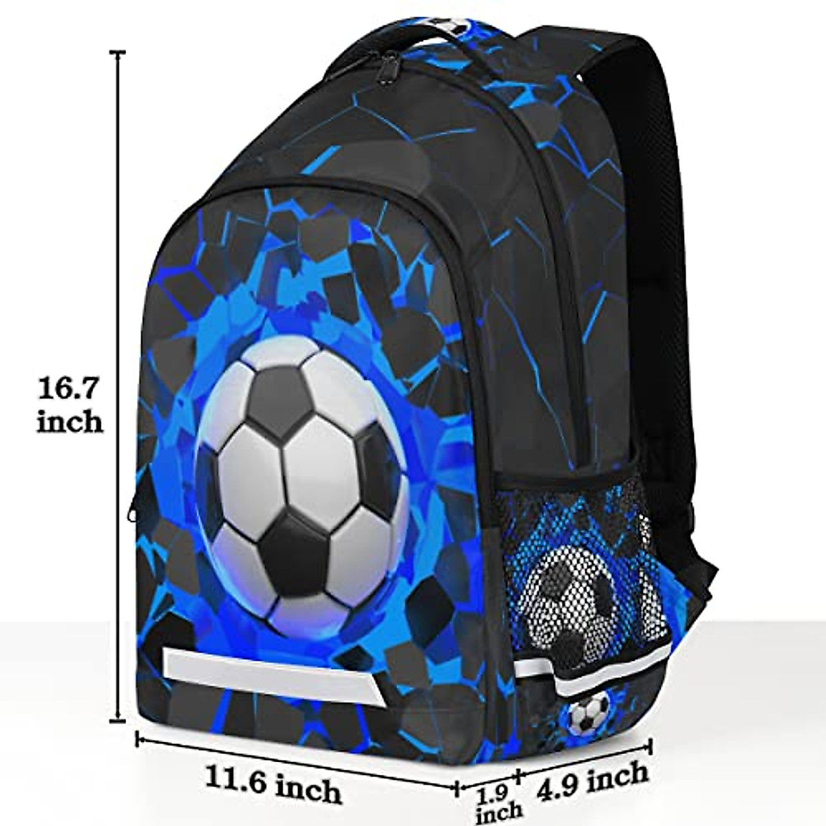 OMFUNS Sport Football Ball School Backpack for Girl Boy Teen Soccer Sport Student Bookbag for Elementary Primary Junior School Bags College Travel Daypack Laptop Backpack for Men Women