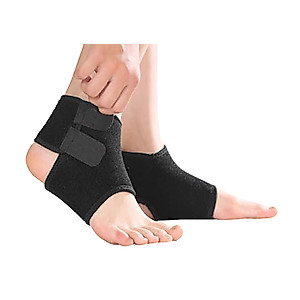 Kids Adjustable Compression Ankle Support Outdoor Sports Breathable Running Cycling Skating Dance Ankle Brace Protector Guard, 1 Pair, Black