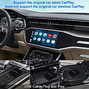 Wirless Carplay Dongle Multimedia Video Adapter Android AI Box 4+64GB for Car with Factory Wired Carplay Support Android Auto Android System USB Plug and Play (C-Touch)