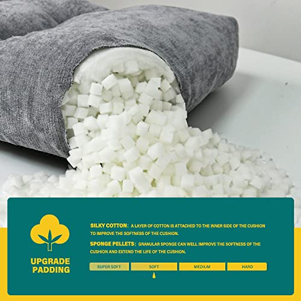 mudilun Bench Cushion,Indoor Anti-Slip Patio Seat Cushion, Kitchen Furniture Chair Cushions for Floating Windows, Rocking Chairs, Dining (42x14x4, 【Chenille】 Light Grey)