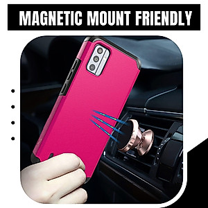 PT Tempered Glass + Shockproof Hybrid Cover Phone Case for Nokia G310 5G + Gift Stand (Dark Pink)
