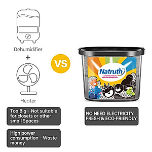 NATRUTH Moisture Absorbers with Activated Charcoal,800ml(6-Pack)*12.5 OZ Portable Closet Dehumidifier, Odor Eliminator Absorber Bucket,Humidity Absorber,Dehumidifier for Bathrooms, Kitchen & Boats