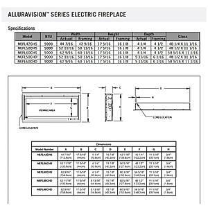 Napoleon Alluravision 50 - NEFL50CHS - Slimline, Wall Hanging Electric Fireplace, 50-in, Black, Crystal Ember Bed, 3 Flame Colours, Remote Included