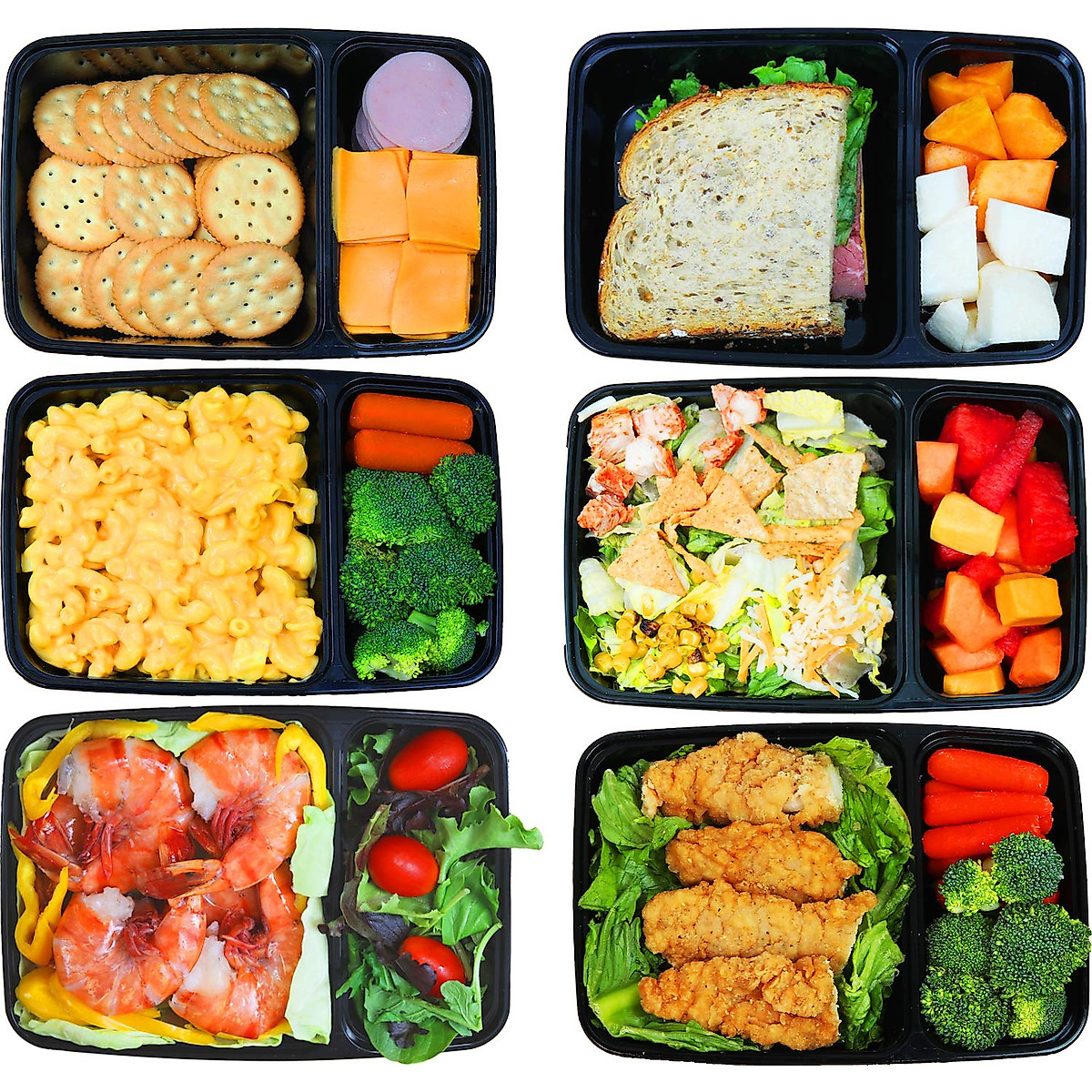 40 Pack - SimpleHouseware 2 Compartment Food Grade Meal Prep Storage Container Boxes (28 ounces)