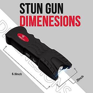 Avenger Defense Stun Gun for Self Defense with LED Flashlight Protection Device (ADS-80B)- (Dark Black)