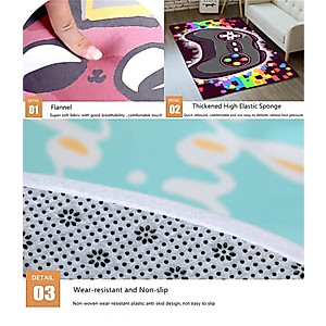 Blue Universe Outer Space Area Rug for Boys Bedroom Planet Printed Throw Rugs Starry Sky Carpets for Living Dinning Room Machine Washable, 3'×5'