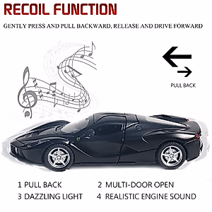Compatible for 1:32 Ferrari Sportscar Race Car Model Toy for Kids Boy Girl or Adult Ideas Gift, Pull Back Toy Car Alloy Diecast Vehicle w/Sound & Light, for LaFerrari Lovers or Child (Red)