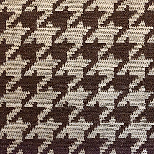 54" Wide Drapery Upholstery Chenille Fabric Houndstooth by The Yard (Brown)