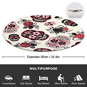LAKIMCT Pink Sugar Skull Flower Round Soft Baby Blankets for Boys Girls, Newborn Blanket for Suitable for Swaddling Sleep Stroller Cover Nursery Blanket, 35 Inch
