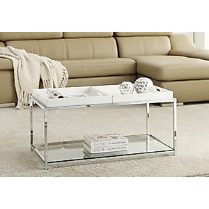 Convenience Concepts Palm Beach Coffee Table with Shelf and Removable Trays, White