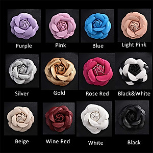 Faux Leather Rose Flower,Flower Embellishment Heads Cloth Camellia Flower Supplement,for Headband Garment Shoes Hat Bag Decoration(Black&White)