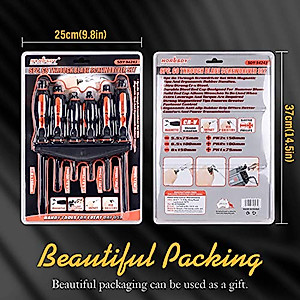 HORUSDY 6-Pieces Magnetic Screwdriver Set, 3 Phillips and 3 Flat Head Tips Screwdriver for Fastening, Chiselling and Loosening Seized Screws (New Screwdriver Set)