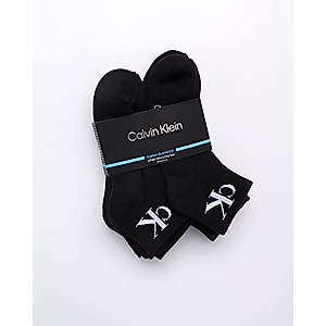 Calvin Klein Men's High Quarter Socks - 6 Pack Breathable Soft Cushioned Mini Crew Athletic Socks for Men (Shoe Size: 6-12.5), Size 7-12, Black