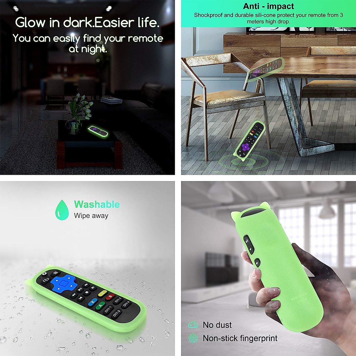 Replacement Remote Control for Xbox one, Xbox One S and Xbox One S, Standard IR Learning Remote with Grow in Dark Green Case (Remote+Green Case)