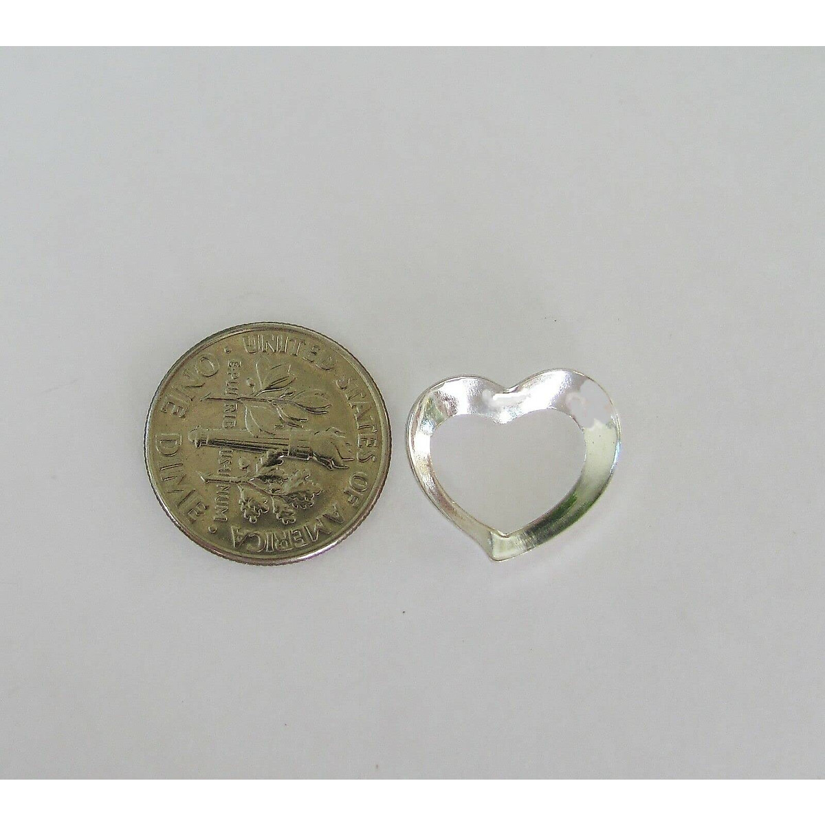 New Sterling Silver 13mm Light Weight Open Heart no Bail Pendant ME0161MOOO