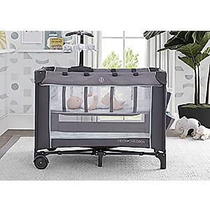 Delta Children LX Deluxe Portable Baby Play Yard With Removable Bassinet and Changing Table, Eclipse