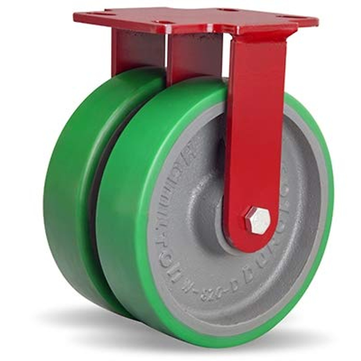 Hamilton Heavy Service Dual-Wheel Rigid Caster Part# R-HS2-8DB 8" x 2" Duralast® Polyurethane (95A) on Cast Iron Wheels with 1/2" Sealed Precision Ball Bearings - 2,700 LBS Capacity - USA Made