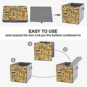 Dinosaurs Cartoon Collection Canvas Collapsible Storage Bins Cube Organizer Baskets with Handles for Home Office Car