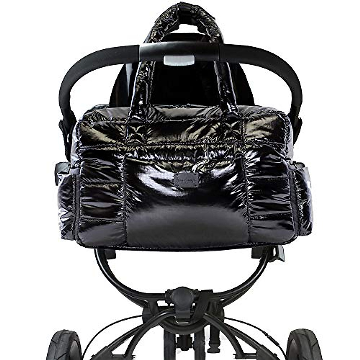 7AM Voyage Baby Diaper Bag – SoHo Satchel Large Waterproof Diaper Bag Tote with Stroller Straps, Multifunctional Gym Bag & Travel Tote Bags with Padded Straps Includes Changing Pads | (Black Polar)