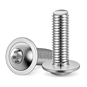 M5 x 16mm Flanged Button Head Socket Cap Screws, 304 Stainless Steel 18-8, Full Thread, Allen Socket Drive, 50 PCS