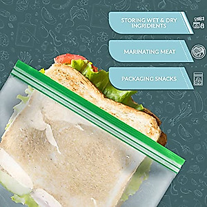 PAMI Double Zip Sandwich Bag [100 Pieces] - Leakproof Ziplock Sandwich Bags With Freshness Lock- Food-Safe Zipper Storage Bags For Sandwiches, Snacks, Fruits & More- Resealable Sandwich Baggies